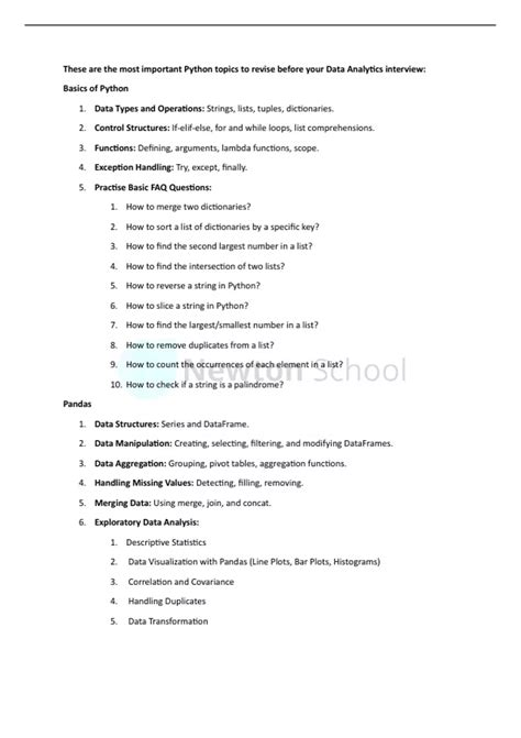 Python Data Analyst Interview Topics Data Analysis Stuvia Us