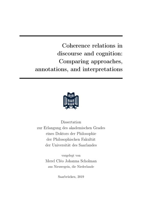 Pdf Coherence Relations In Discourse And Cognition Comparing Approaches Annotations And