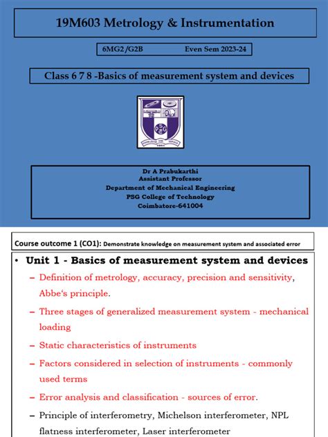 Class 6 7 8 Basics Of Measurement System Design Pdf Interferometry Waves