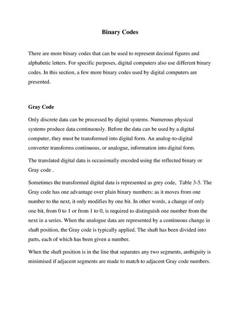 Binary Codes Binary Codes There Are More Binary Codes That Can Be Used To Represent Decimal