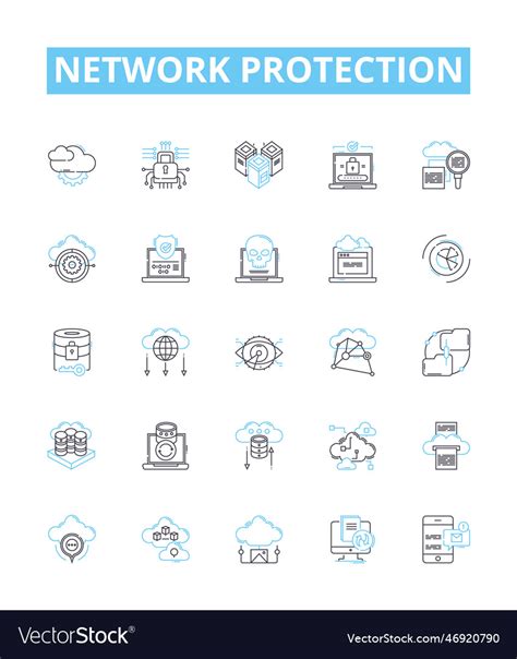 Network Protection Line Icons Set Firewall Vector Image