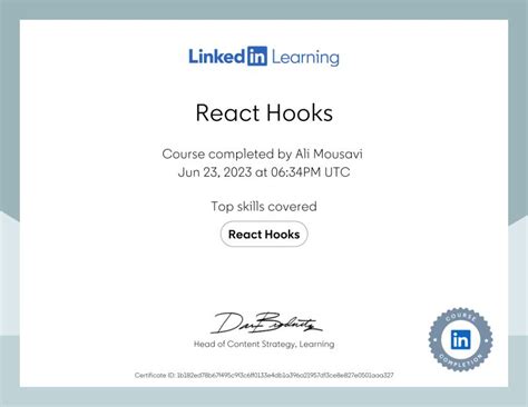 Ali Mousavi On Linkedin Certificate Of Completion