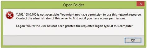 fix error you might not have permission to use this network resource