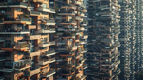 A High Rise Residential Area With Hundreds Of Balconies Illustrating Densely Populated Urban