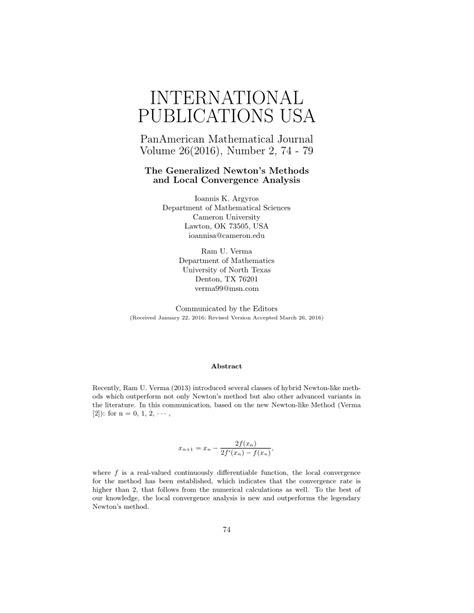 Pdf The Generalized Newtons Methods And Local Convergence Analysis