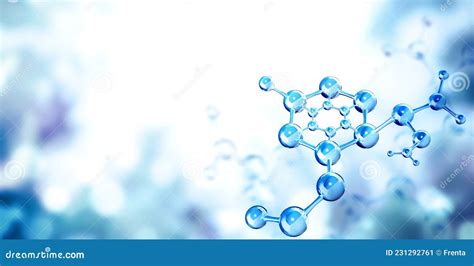 Horizontal Banner With Models Of Abstract Molecular Structure Stock