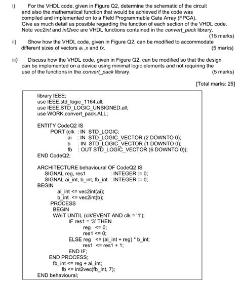 I For The VHDL Code Given In Figure Q Determine Chegg