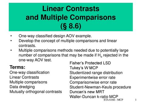 Linear Contrasts And Multiple Comparisons § 86 Ppt Download
