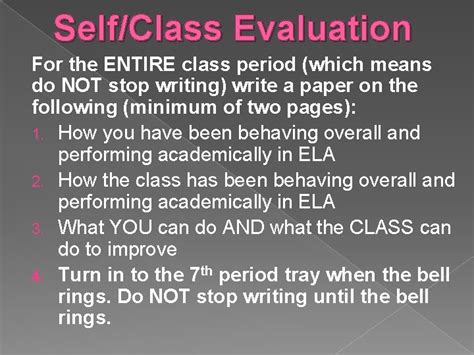 Selfclass Evaluation For The Entire Class Period Which