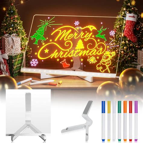 Amazon.com : LED Note Board with Colors, Lighted Acrylic Dry Erase Board, Illuminated Acrylic ...