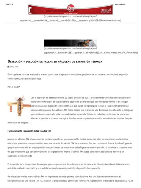 Detección Y Solución De Fallas En Válvulas De Expansión Térmica