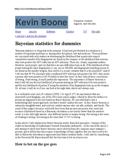 Bayesian Statistics For Dummies Pdf Odds Probability