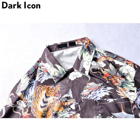 Dark Icoon Tiger Retro Shirt Mannen Korte Mouw Zom Grandado
