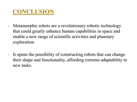 Metamorphic Robots Pptx Robotics Technology And Computing