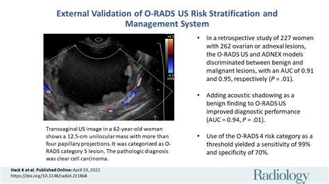 External Validation Of O Rads Us Risk Stratification And Management System Radiology