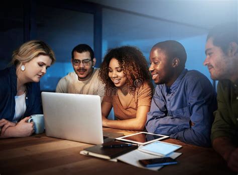 Office Happy And Business People With Meeting By Laptop For Server