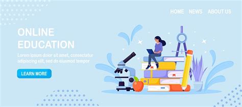 온라인 교육 또는 비즈니스 교육 책과 여자 학생 학습 웹 코스 또는 노트북에 의해 자습서의 더미 교육 웹 세미나 인터넷 수업 웨비나에 의한 E러닝 대학생에 대한 스톡 벡터