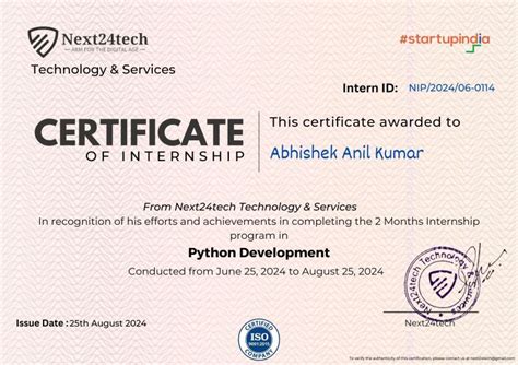 Abhishek Anil Kumar On Linkedin Finally Completed The Python Developer Internship It Was Fun