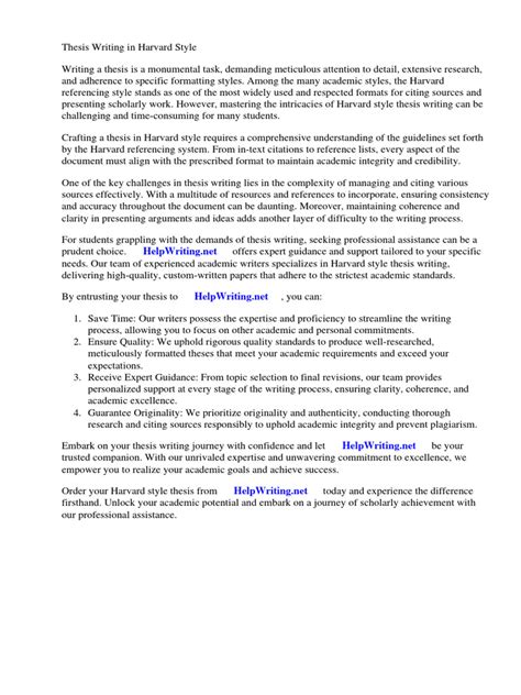 Thesis Writing Harvard Style Pdf Thesis Essays
