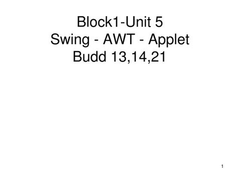 Ppt Block1 Unit 5 Swing Awt Applet Budd 131421 Powerpoint