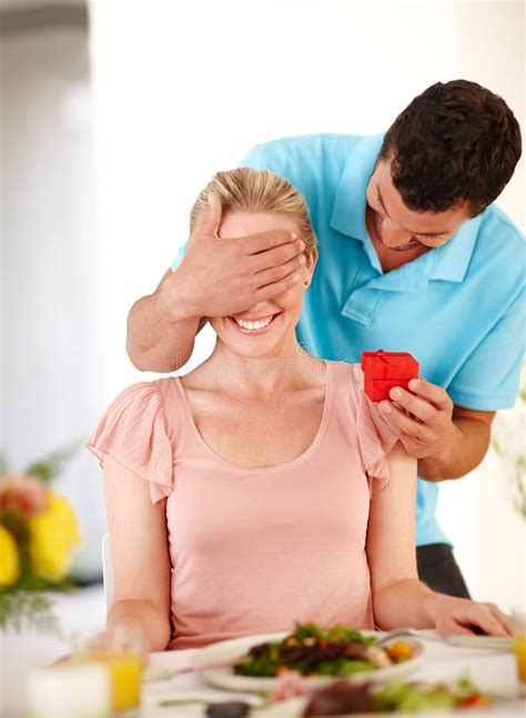 Special Valentines Day Surprise A Handsome Man Covering His