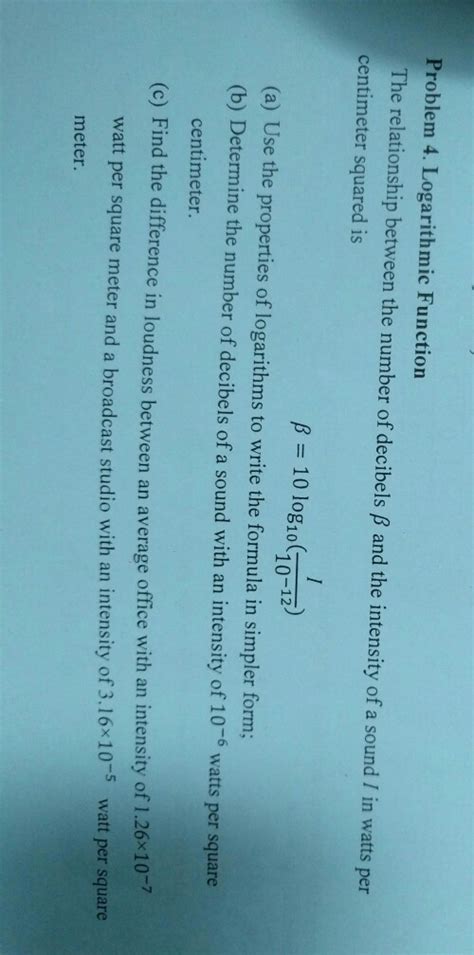 Solved The Relationship Between The Number Of Decibels