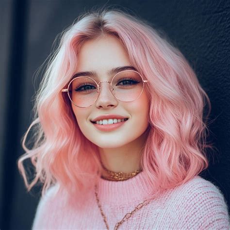 A Smiling Girl With Pink Hair In A Magical Atmosphere