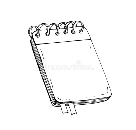 Closed Spiral Notebook With Bookmarks Hand Drawn Sketchbook Notepad For Notes Sketches Stock
