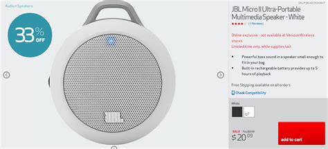 Jbl Micro Ii Ultra Portable Speaker In Black Or White Shipped