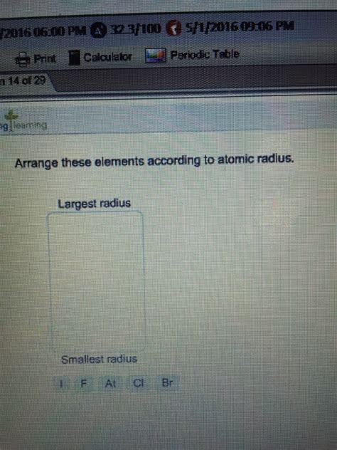 Solved Arrange These Elements According To Atomic Radius
