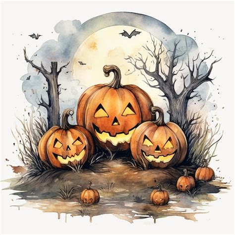 Premium Ai Image Scary Halloween Pumpkin Patch At Night