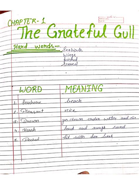 English Class 2 Chapter 1 The Grateful Gull Pdf
