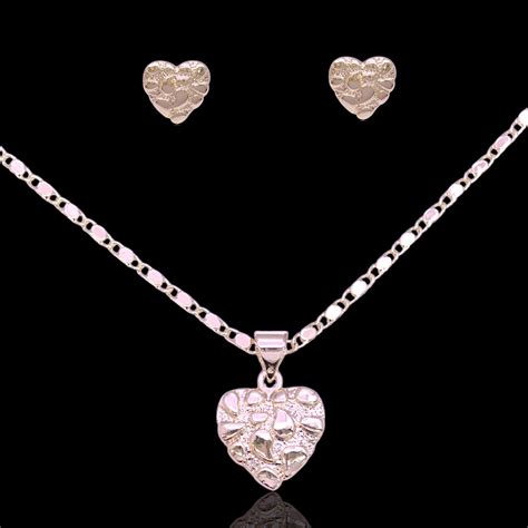 Gold Filled Oro Laminado Princess Nugget Heart Set Kuania