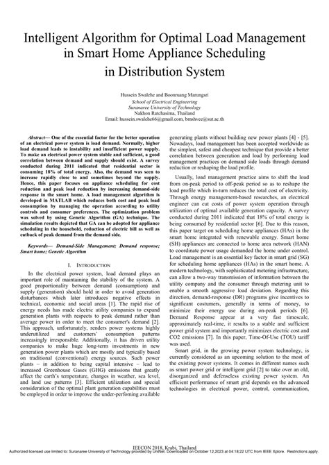 Pdf Intelligent Algorithm For Optimal Load Management In Smart Home Appliance Scheduling In