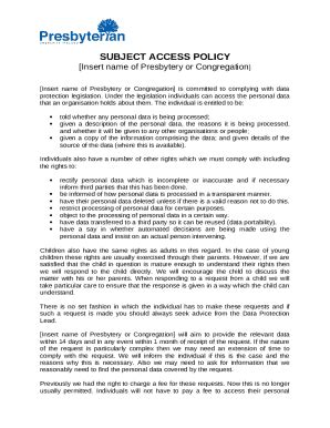 Subject Access Request Policy And Template Docx Doc Template PdfFiller