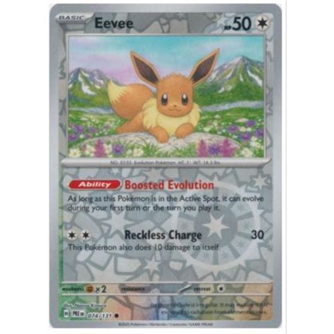 Pokemon Card Tcg Prismatic Evolution 074131 Eevee Reverse Holo Shopee Malaysia