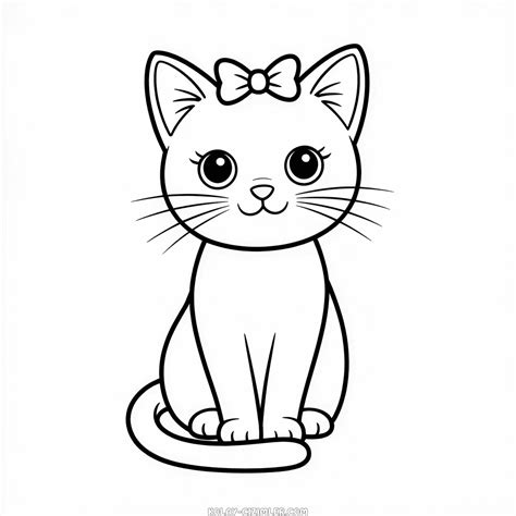 Şirin Kız Kedisi Kolay Çizimi Çocuklar Için Ücretsiz Yazdırılabilir