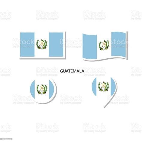 Guatemala Flag Logo Icon Set Rectangle Flat Icons Circular Shape Marker