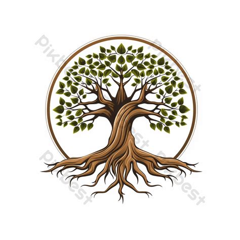 Oak Tree With Roots Clip Art