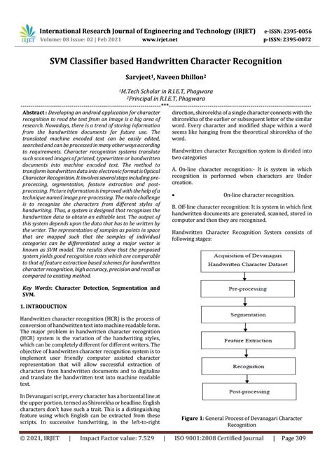 Irjet Svm Classifier Based Handwritten Character Recognition By Irjet Journal Issuu