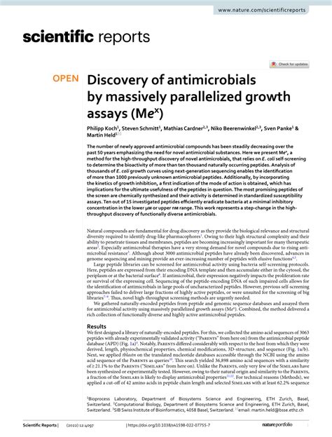Pdf Discovery Of Antimicrobials By Massively Parallelized Growth