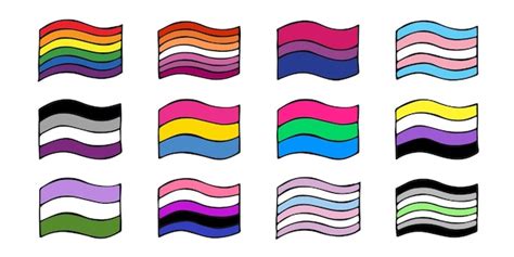 Набор красочных флагов гордости ЛГБТИ сообщества коллекция флагов Гордости гендерного равенства