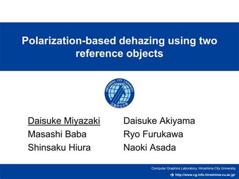 Polarization Based Dehazing Ppt