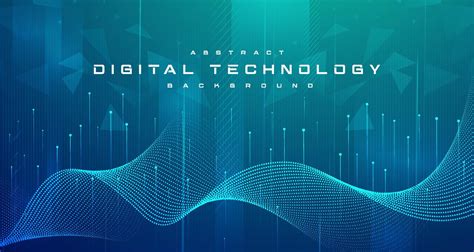 Digital Technology Banner Blue Green Background Concept Cyber