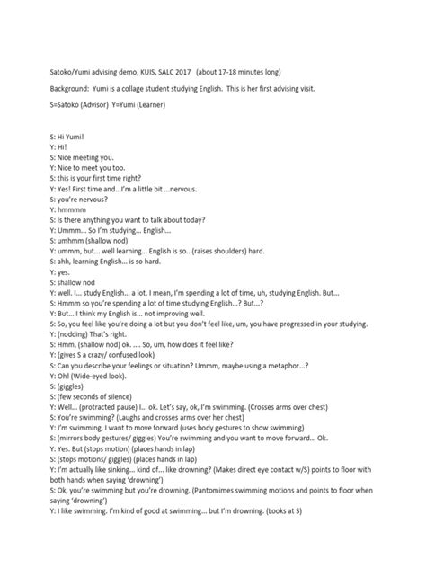 Satoko Yumi Demo Transcript Pdf
