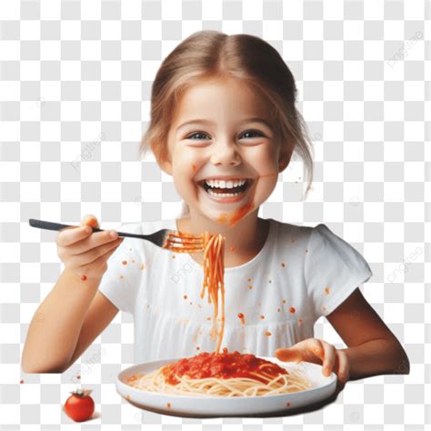Imagen D De Una Linda Chica Comiendo Fideos Con Una Cuchara Bifurcada PNG Dibujos Imagen D De