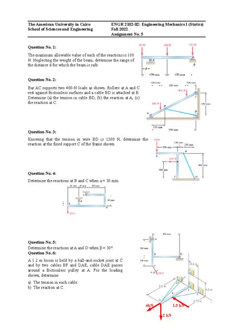 Engr2102 Assignment 5 Fall 2022 The American University In