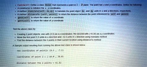 Solved Exercise 1 Define A Class Point That Represents A Point In A