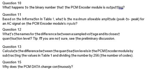 Question What Happens To The Binary Number That The PCM Encoder Module Is Outputting