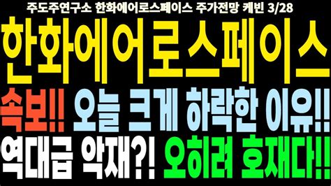 한화에어로스페이스 주가전망 속보 오늘 크게 하락한 이유 역대급 악재 오히려 호재다 Feat주도주연구소ds 케빈 방산주 트럼프수혜주 방산대장주 K 방산 한화